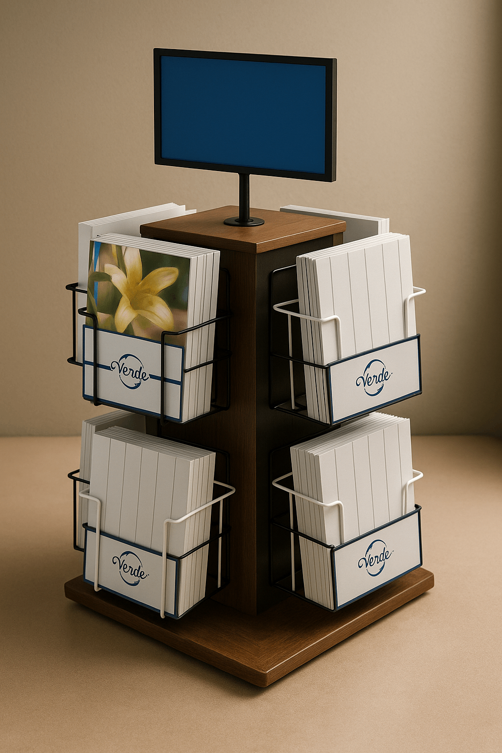 Custom 4-Way Rotatable Greeting Card Display Stand
